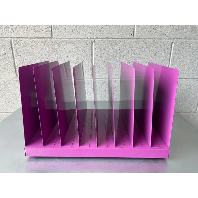 1970s 8 Slot Paper Organizer Refinished in Magenta | Chairish