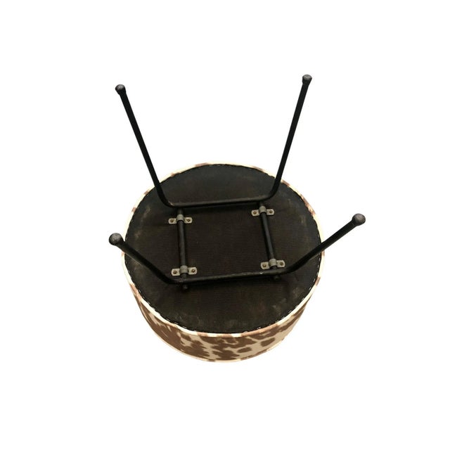 Cowhide Hairpin Mid Century Round Stool | Chairish