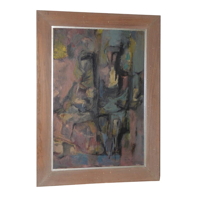 Ken Reid Mid Century Modern Figural Abstract Oil Painting C.1957 | Chairish