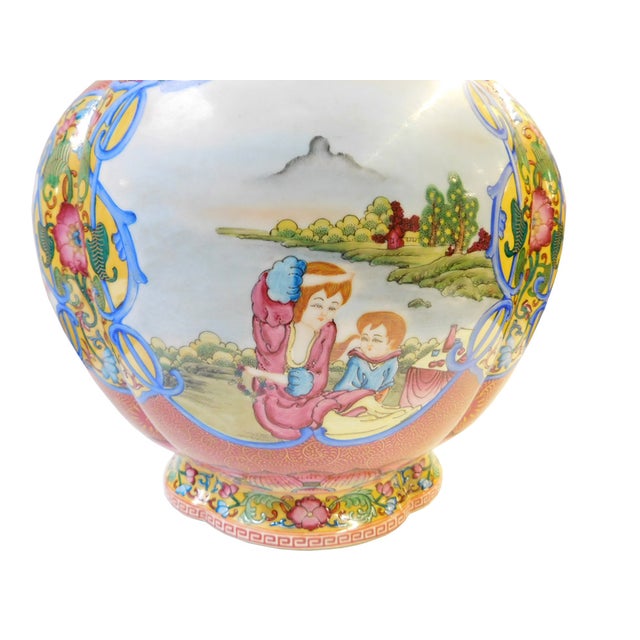 Pink Multi-Color Dimensional Peach Floral Vase | Chairish