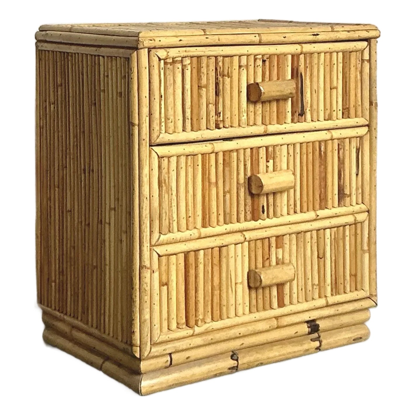 Vintage Boho Bamboo Side Chest | Chairish
