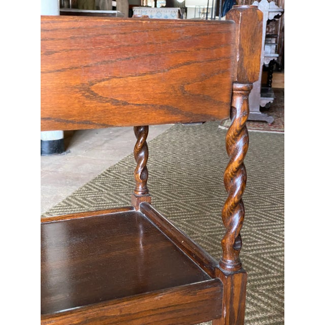Antique English Tea Trolley Drinks Cart Oak Barley Twist | Chairish
