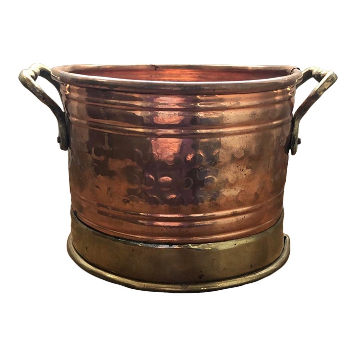 Mid 20th Century Brass and Copper Cache Pot With Handles From India ...