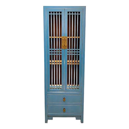 Asian 1990s" Slatted Doors Tall Cabinet | Chairish