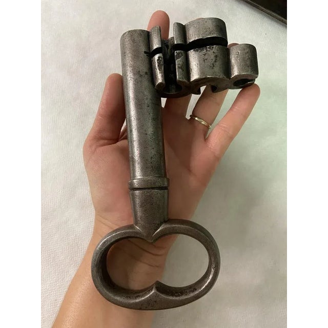 19th Century Bank Lock with Double Cast Iron key | Chairish