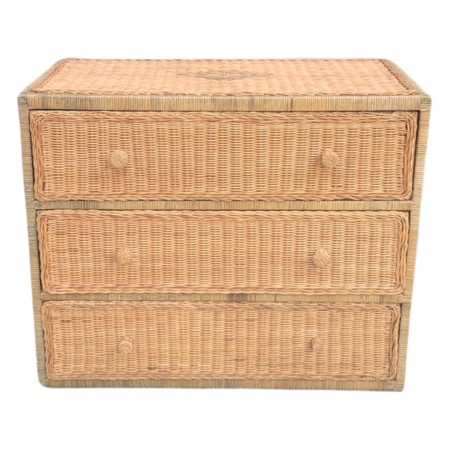 Vintage Wicker 3-Drawer Chest | Chairish