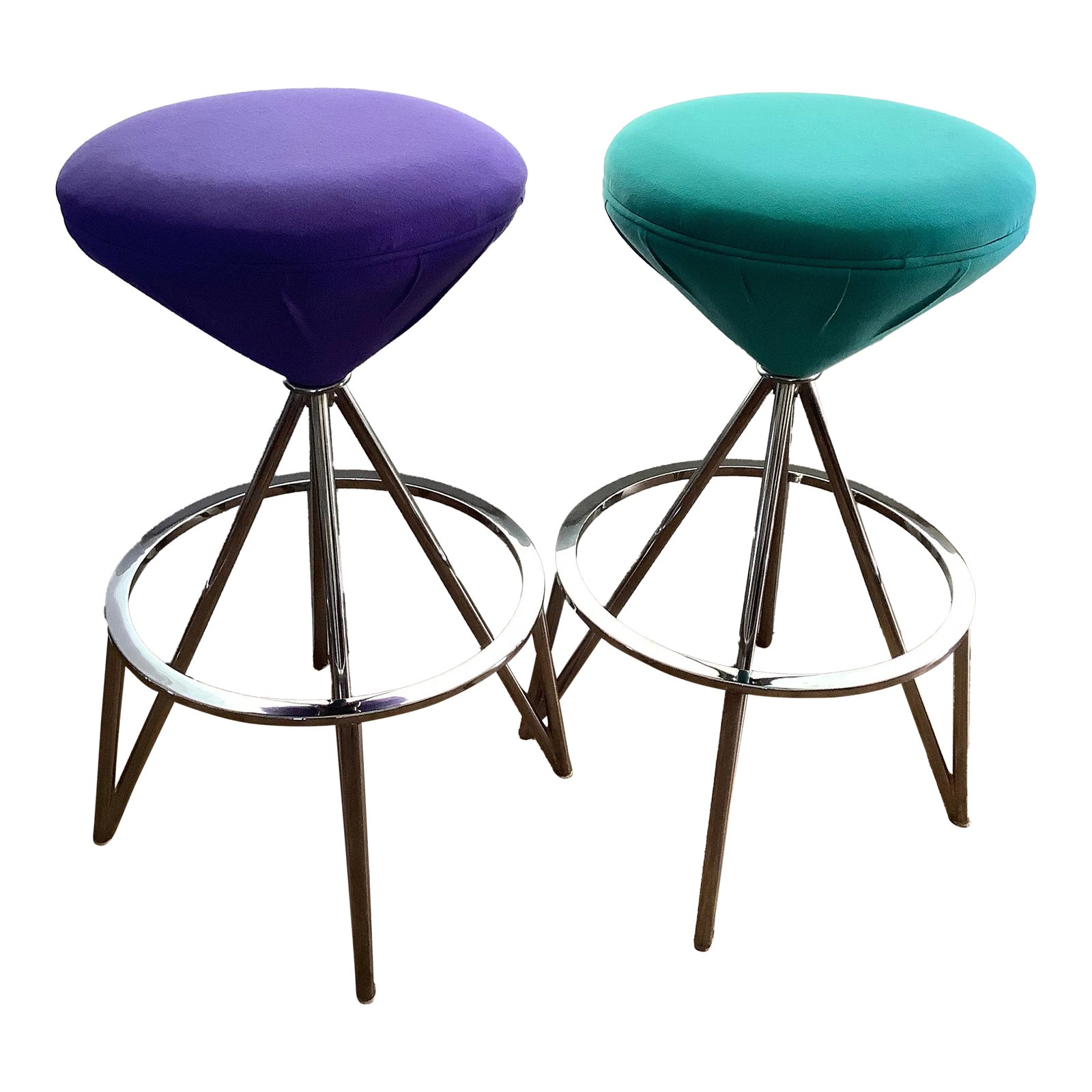 Chrome and Cone Style Modern Bar Stools - Set of 2 | Chairish