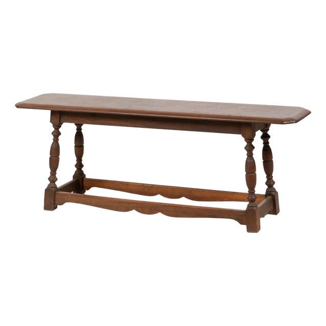 Antique Early 20th Century American Walnut Colonial Style Bench With ...