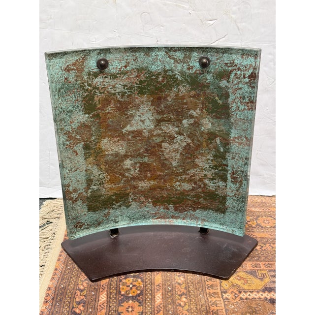 Modern Organic Art Glass + Bronze Stand | Chairish
