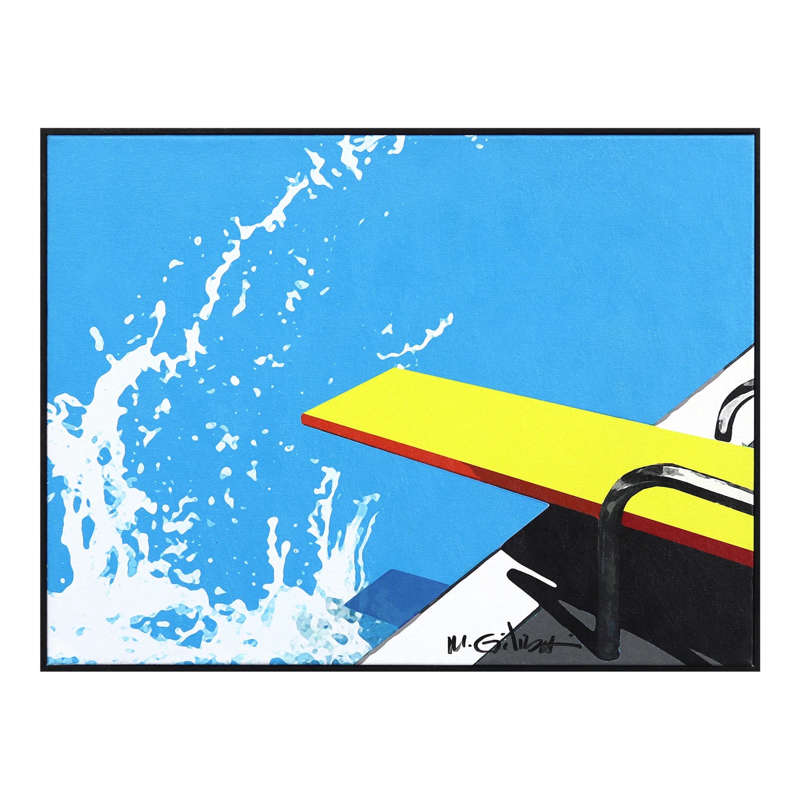 A Poolside Splash - Framed Vibrant Water Mid Century Modern Painting ...