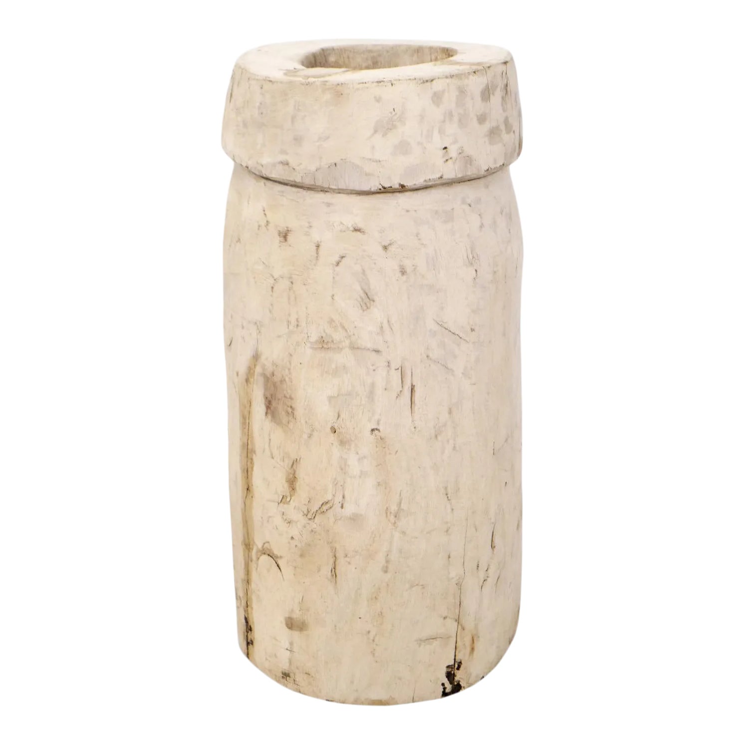Old Sun Bleached Wood Butter Pot | Chairish