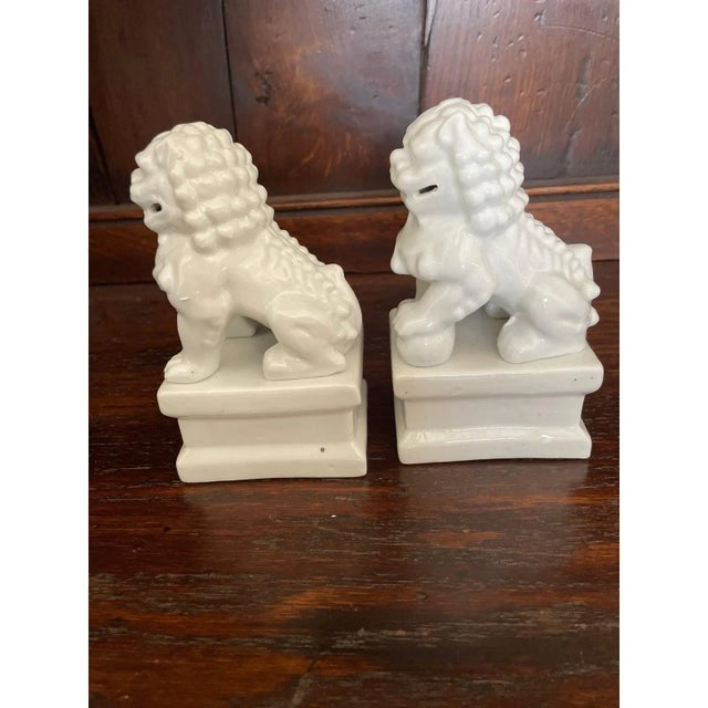 Modern Chinoiserie Mini White Foo Dogs- a Pair | Chairish