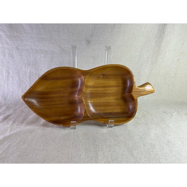Mid 20th Century Vintage Divided Monkey Pod Wood Tray | Chairish