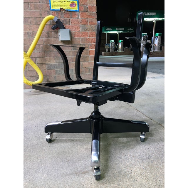 Steelcase Industrial Tanker Chair in Black Lacquer & Chrome | Chairish