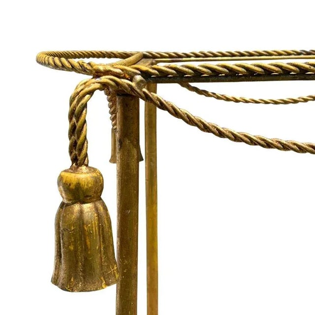 1970s Hollywood Regency Gold Tassel Motif Rolling Bar Cart With Double ...