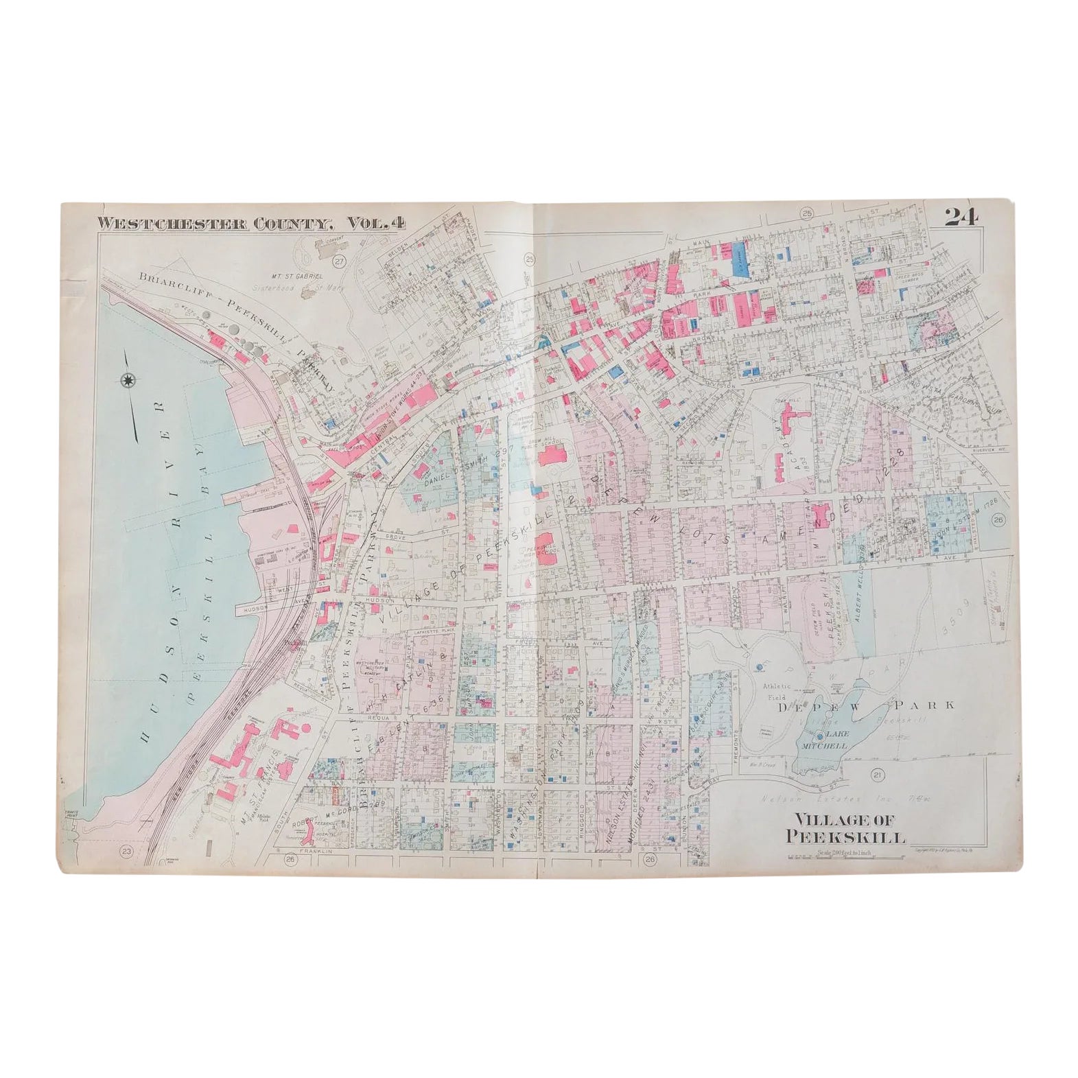 Vintage Hopkins Map of Village of Peekskill | Chairish