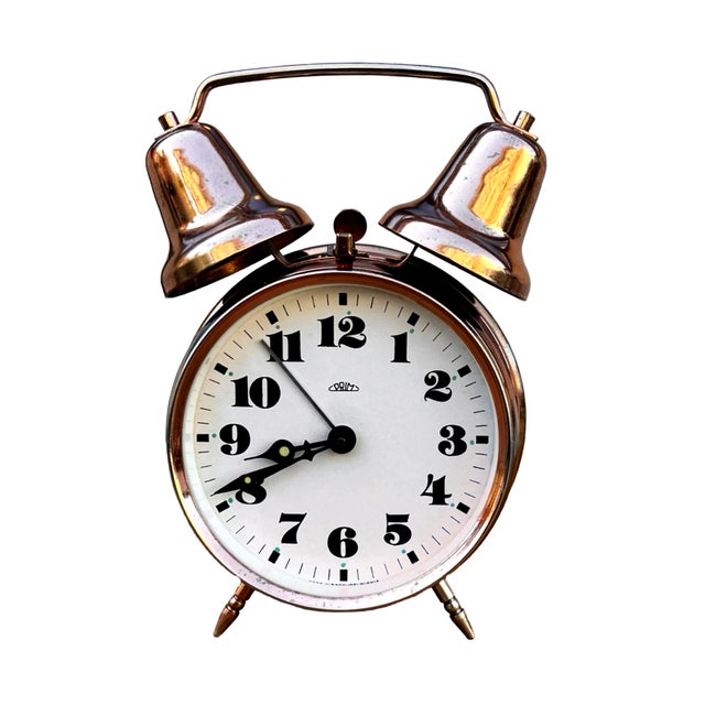 Prim Copper Mechanical Alarm Clock, Czechoslovakia, 1970s. | Chairish