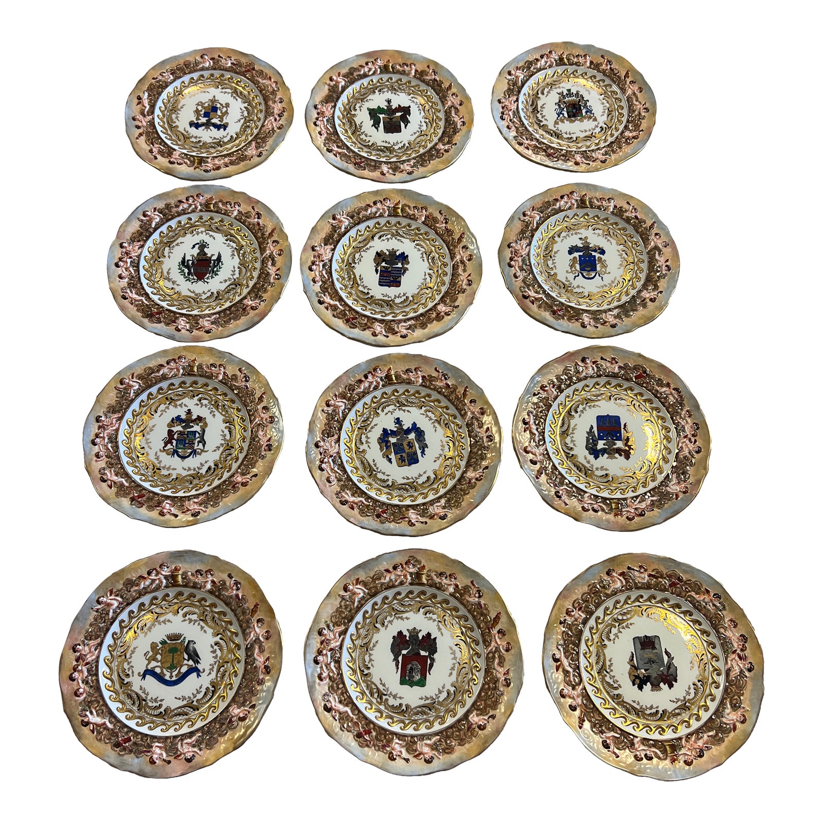 Early 19th Century Capodimonte Italian Porcelain Armorial Plates- Set ...