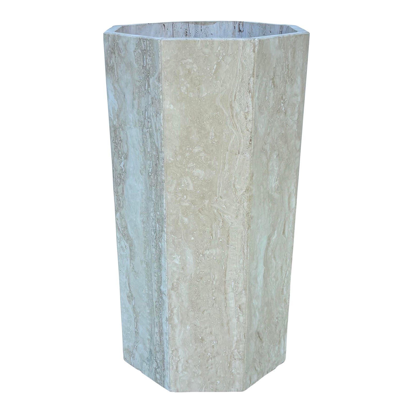 Vintage Italian Octagonal Travertine Planter, 1970s | Chairish