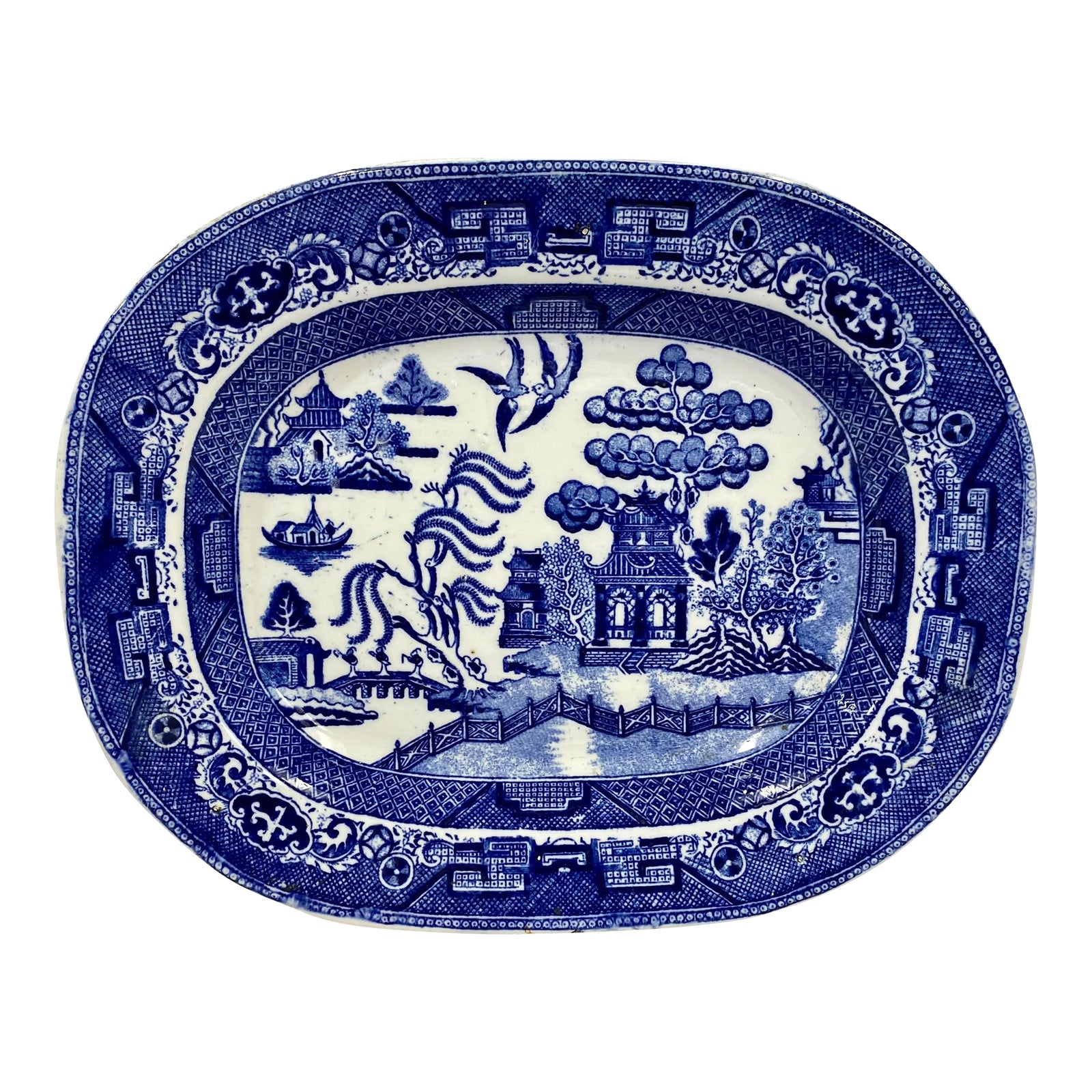 Antique Blue Willow Serving Platter Made in England- Circa 19th Century ...