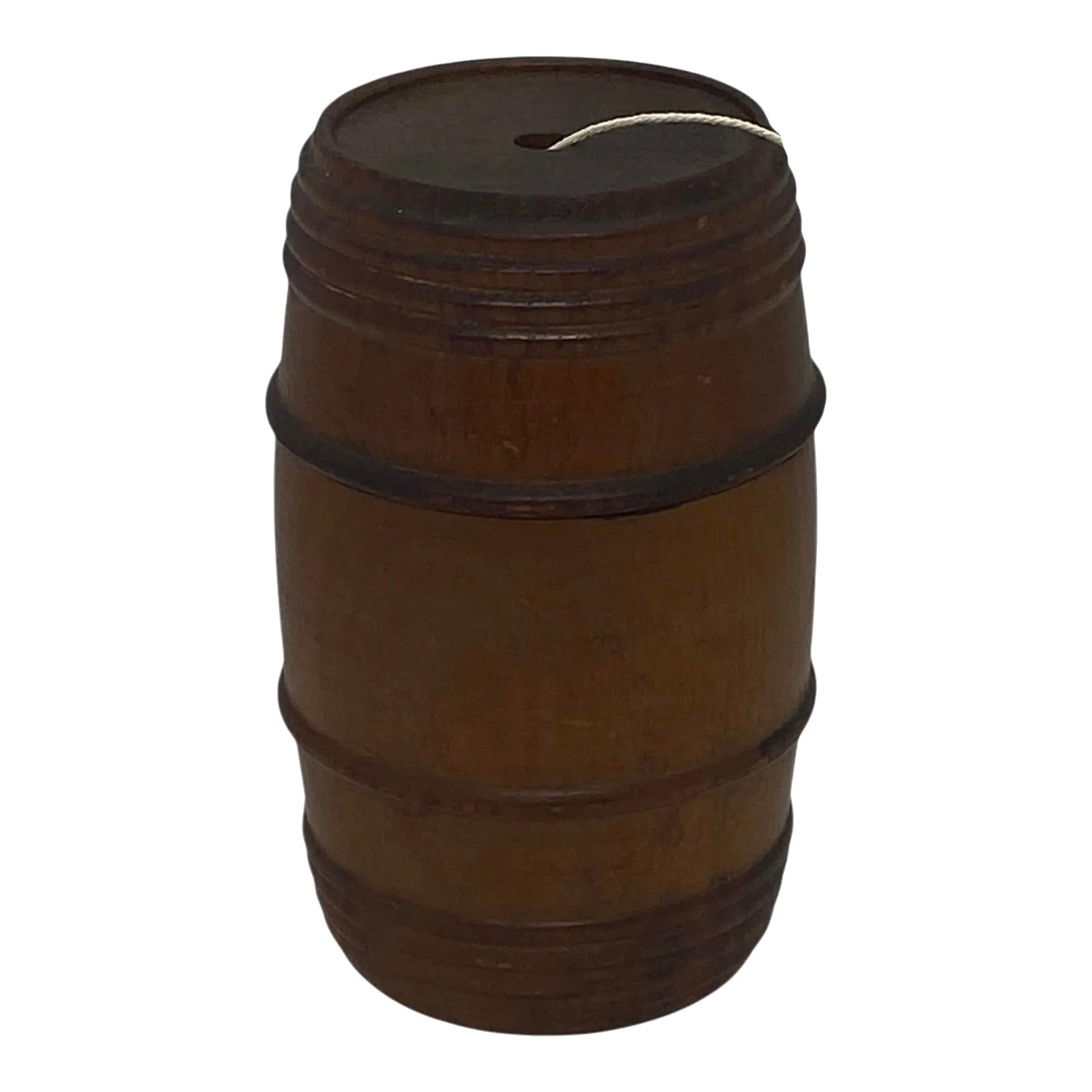 Antique Treen 19th Century English Victorian Cherry Wood Barrel String ...