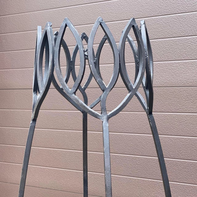 Mid-Century Modern Sculptural Wrought Iron Tall Plant Stand | Chairish