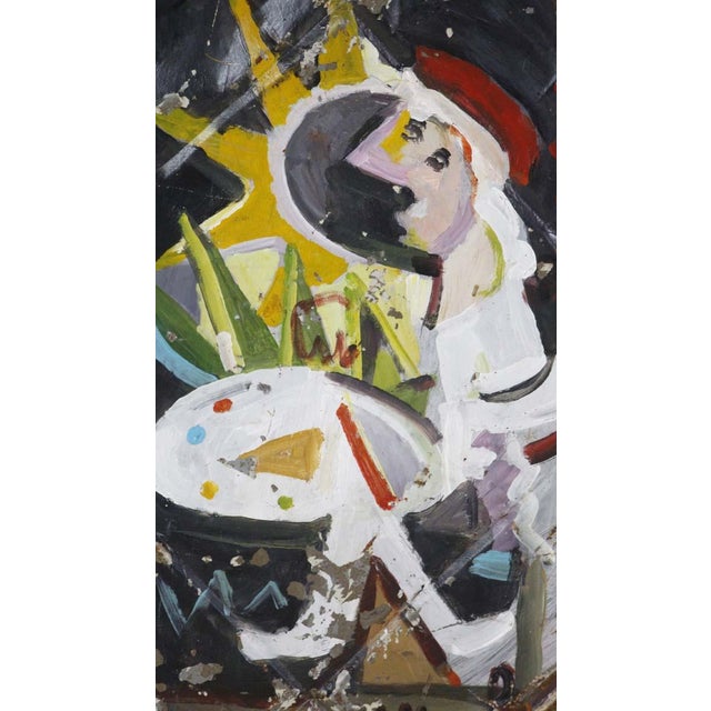 Mladen Novak Abstract Antique Tin Panel Painting | Chairish