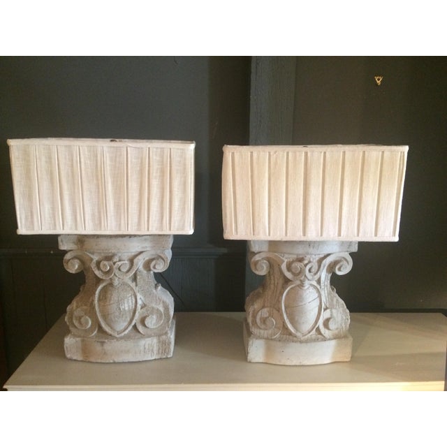 Poured Concrete Jacobean Revival Lamps - a Pair | Chairish