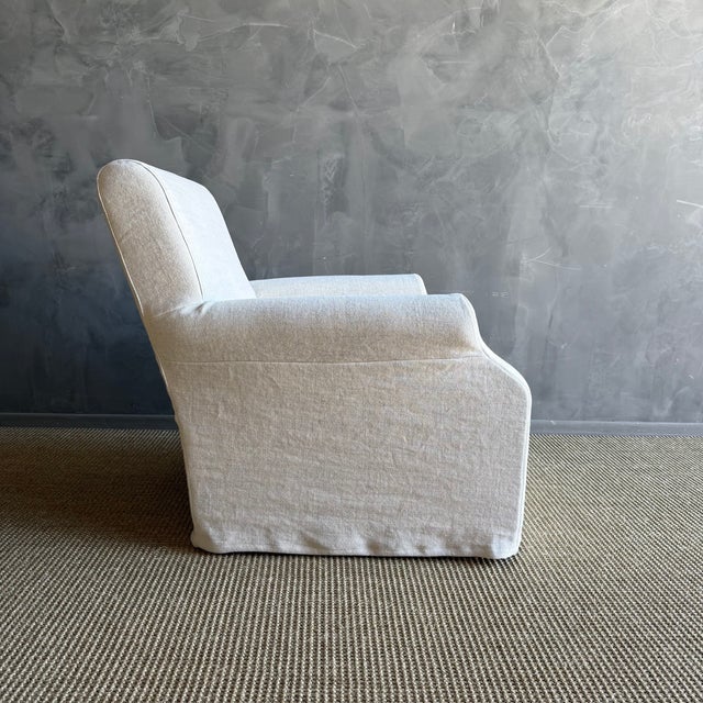 Belgian Linen Stone Washed Linen Slipcovered Chair | Chairish