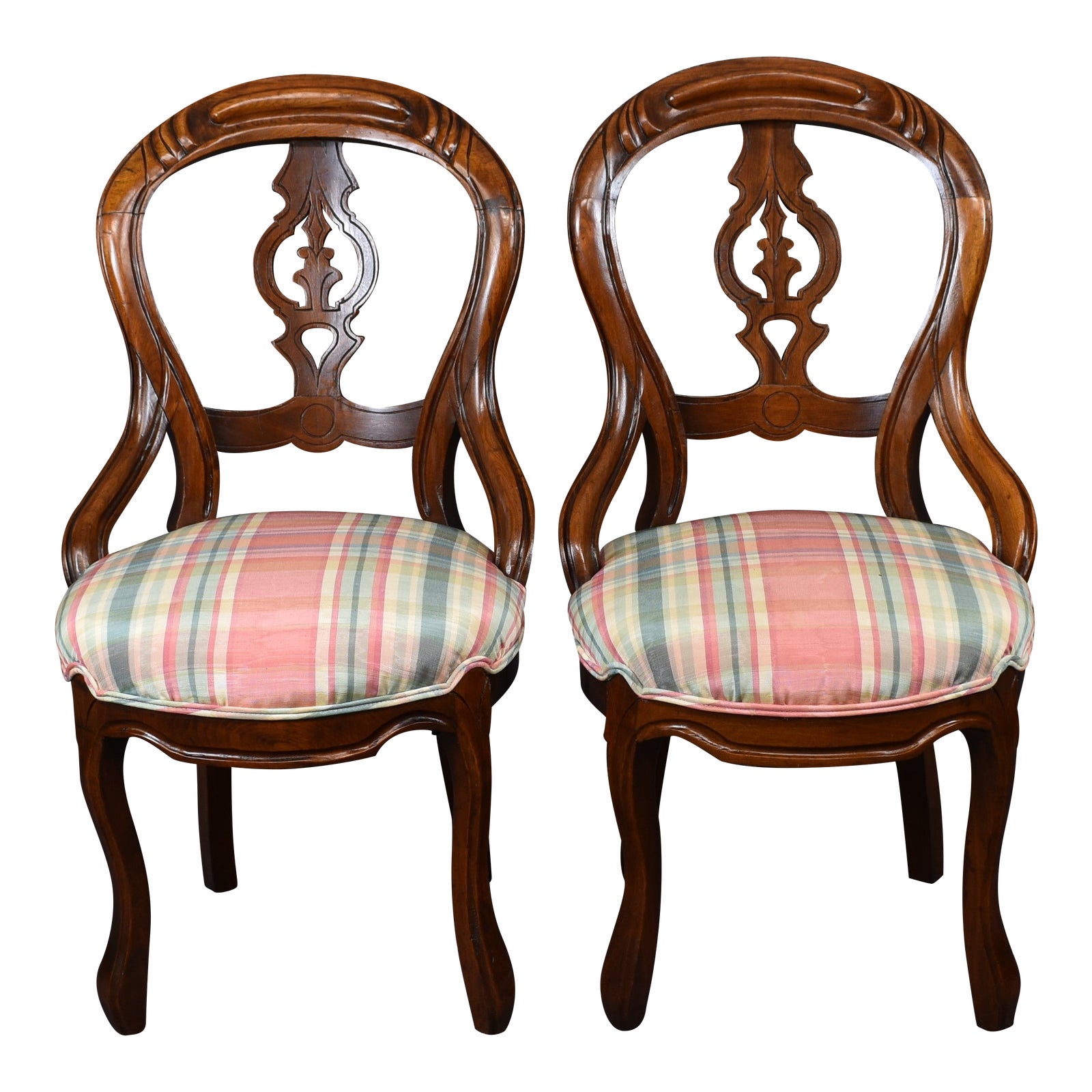 Vintage Victorian French Rococo Revival Style Plaid Chenille Balloon ...