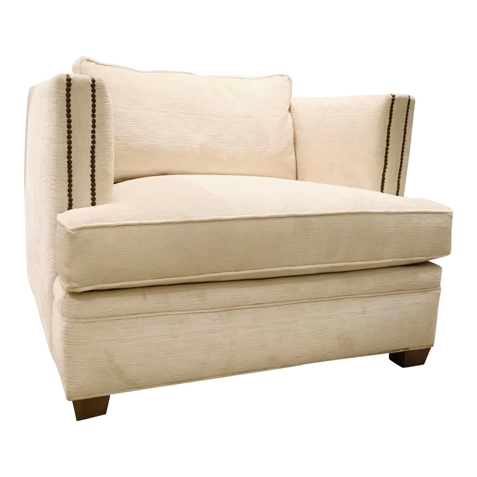 Caracole Modern Off-White Ribbed Chenille Club Chair | Chairish