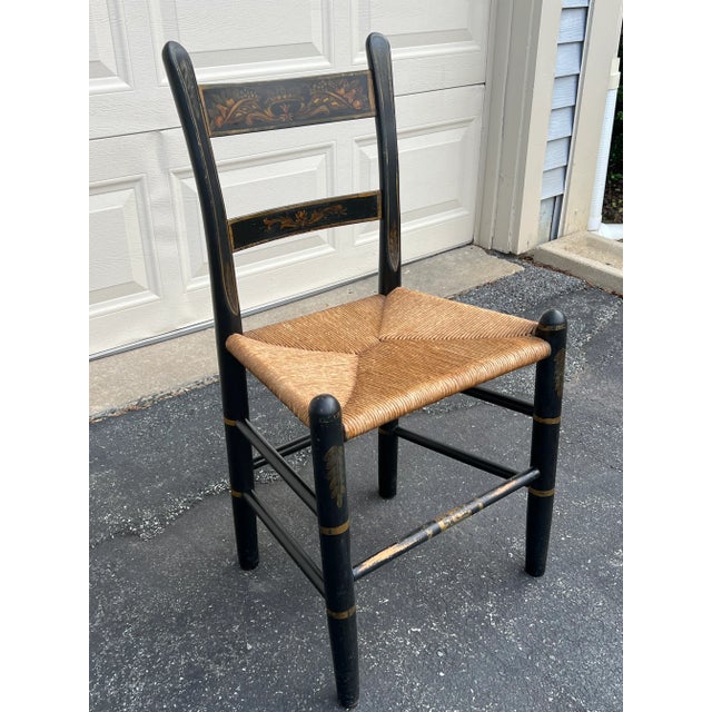 Antique Hand Painted Hitchcock Style Rush Seat Accent Chair | Chairish