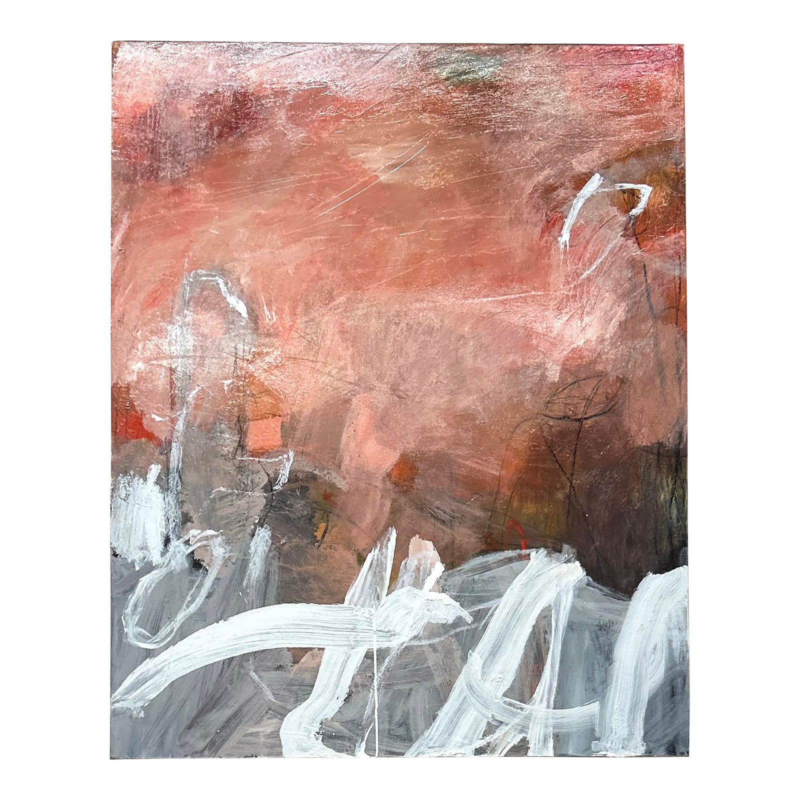 1990s Vintage Large 60" H Original Abstract Painting | Chairish