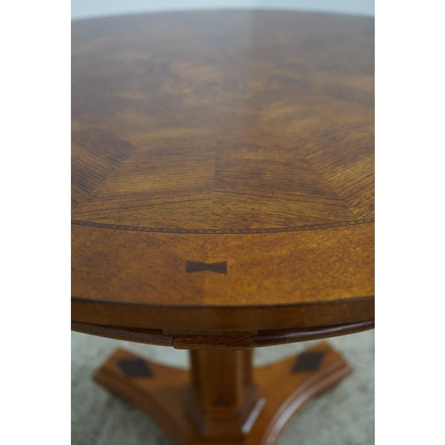 Round Inlaid Top Oak High Top Pub Table | Chairish