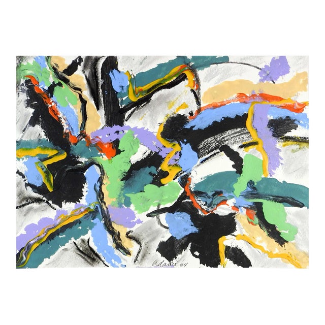 Bold Abstract Expressionist Jerry Adams Painting on Paper | Chairish