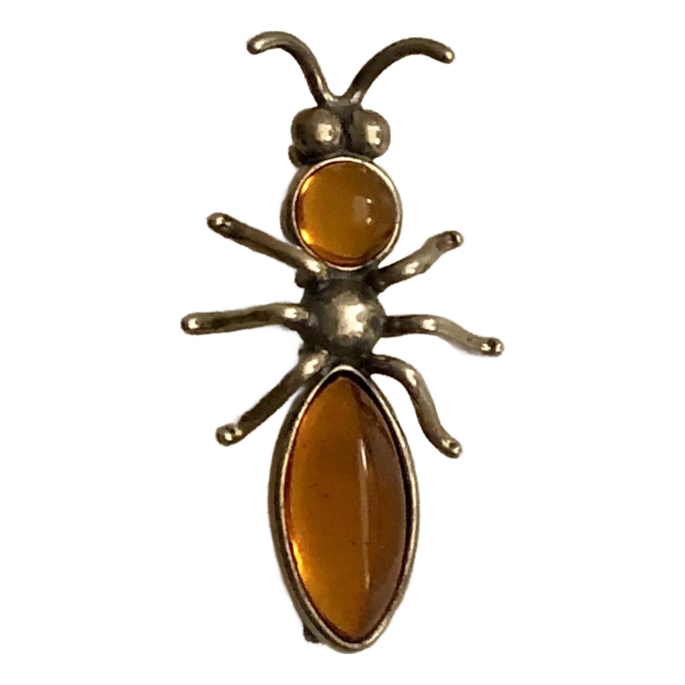 1940s Amber and Sterling Ant Insect Brooch | Chairish