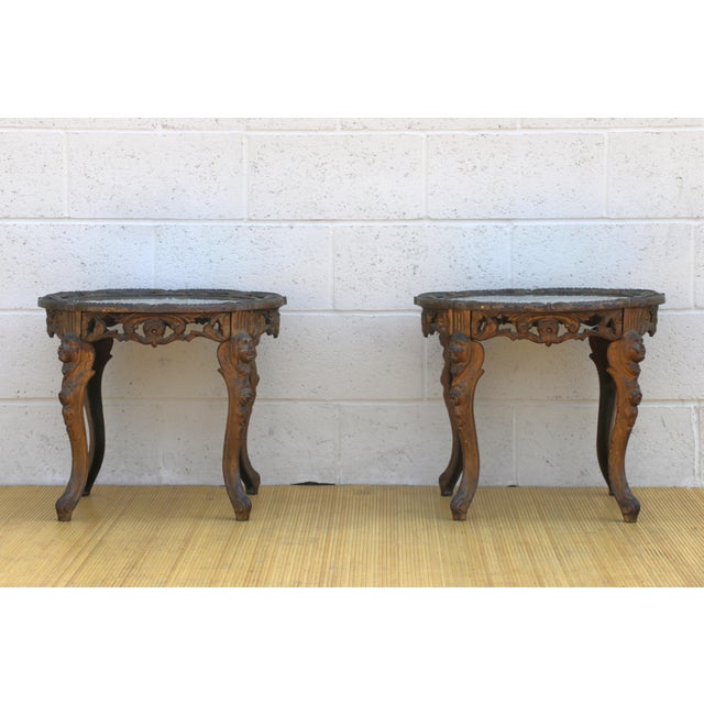 Vintage Pair of Metal Cherub Angel Side/End Table With | Chairish