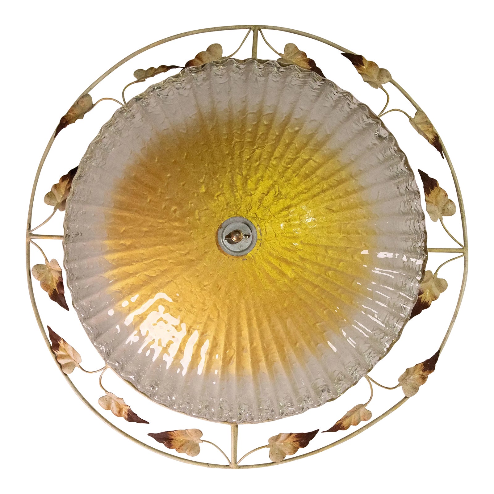 Murano Style Gold and Transparent Ceiling Light With Iron Structure ...