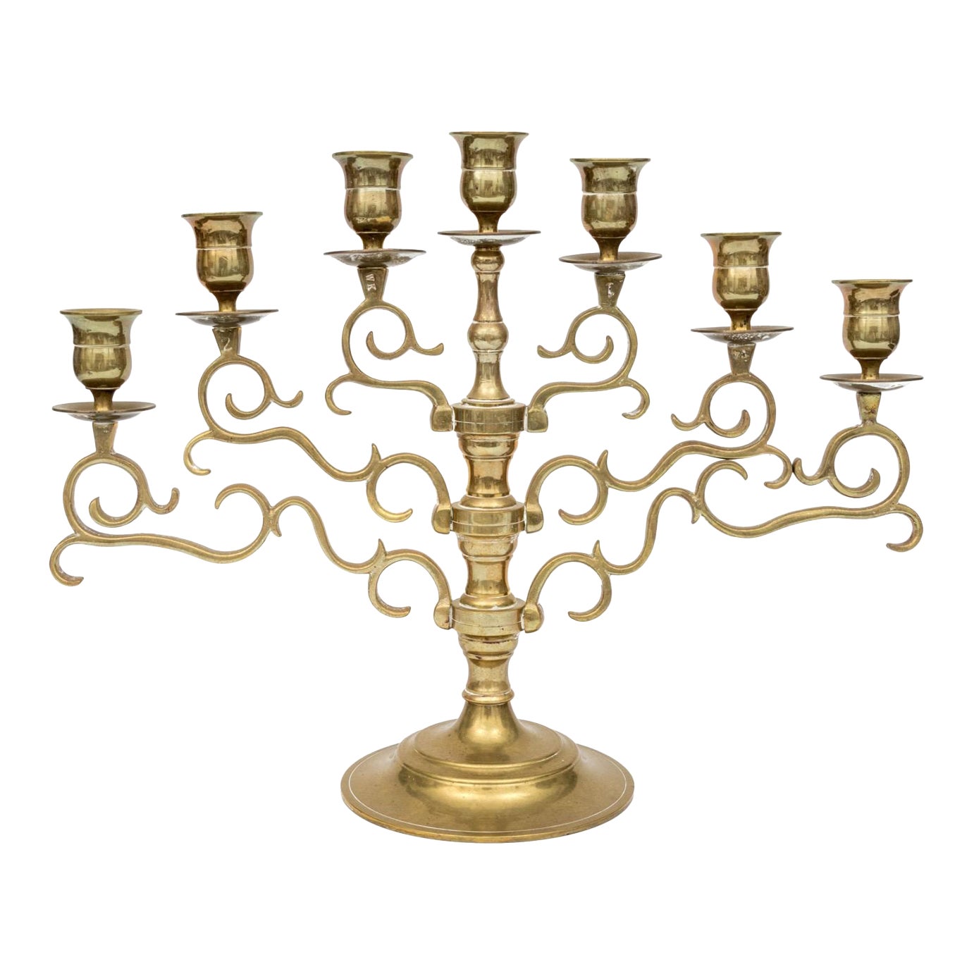 Vintage Brass Seven Light Menorah Candelabra | Chairish