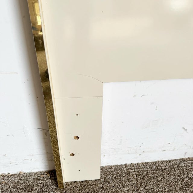 Postmodern Cream Lacquer Laminate Waterfall Queen Headboard With Gold ...