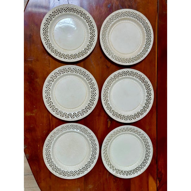 Set of 6 Leeds Creamware Reticulated Plates, 18th Century | Chairish