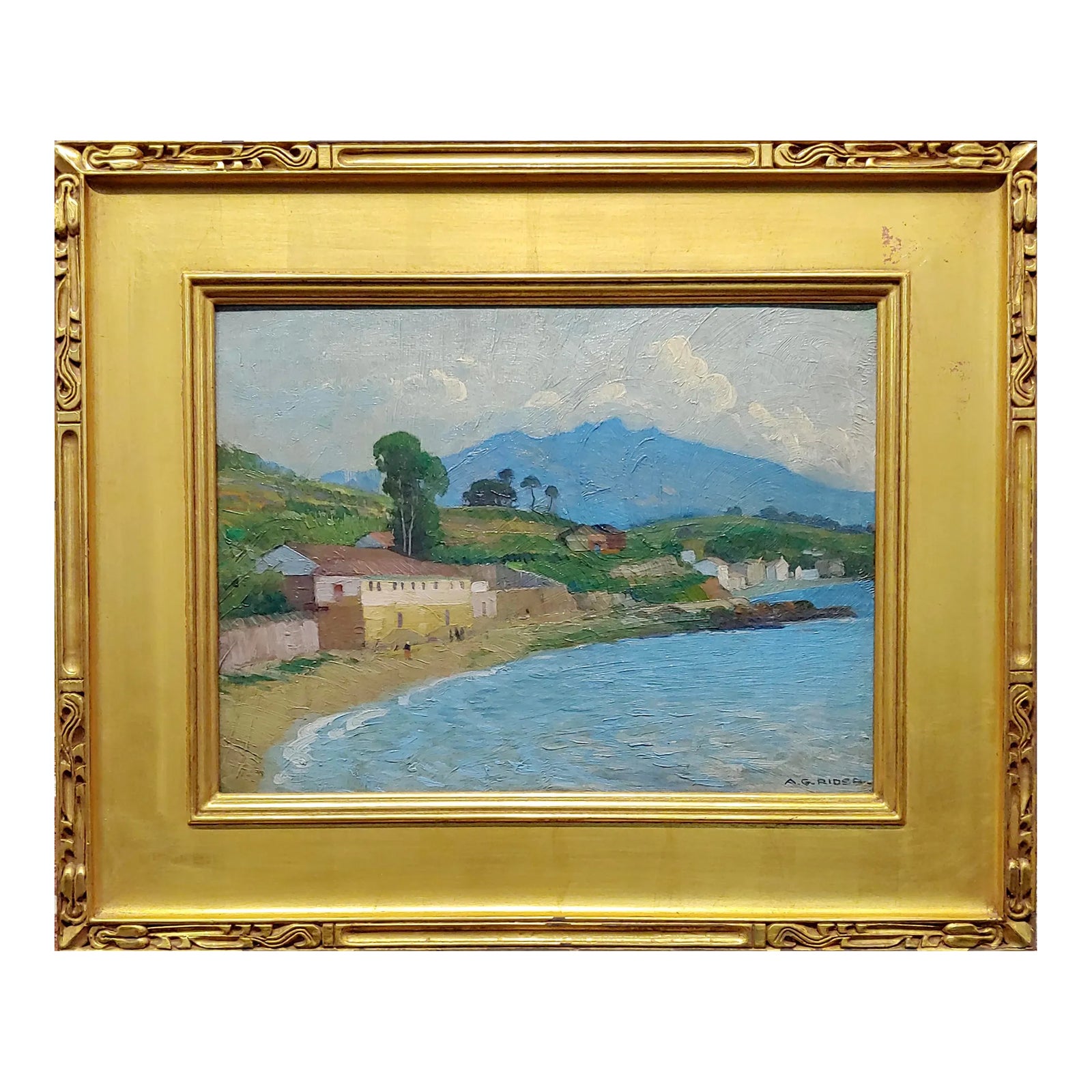 Arthur Grover Rider - 1920s Coastline Village - Oil Painting | Chairish