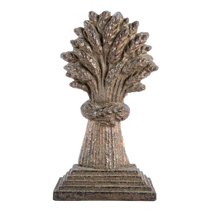 Antique 19th Century American Cast Iron Sheaf of Wheat Door Stop | Chairish