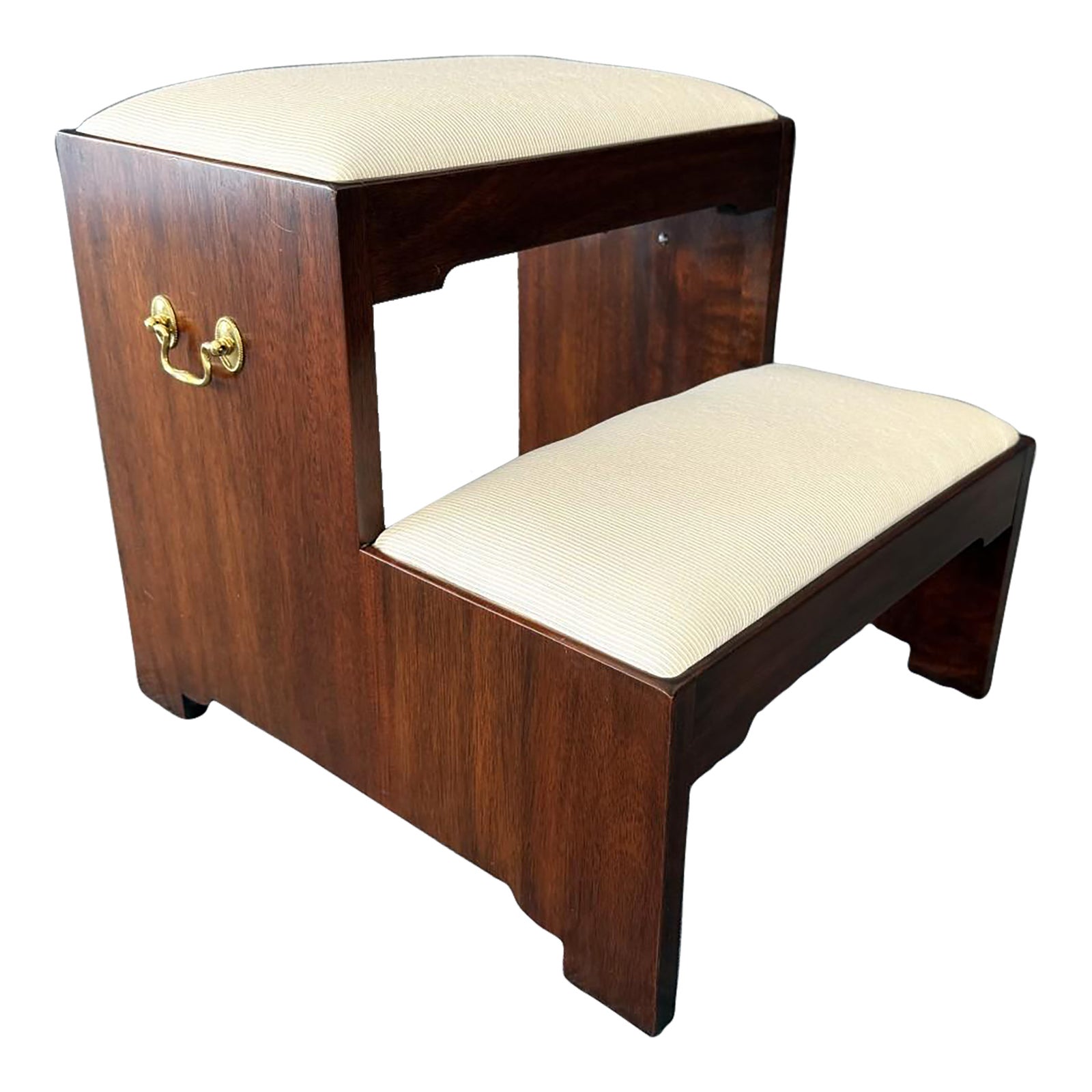 Henkel Harris Solid Mahogany Upholstered Bed Steps | Chairish