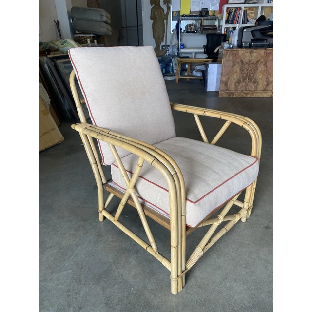 "1949er" Rattan 3-Strand X-Arm Lounge Chair by Ficks Reed - Set of 4 ...