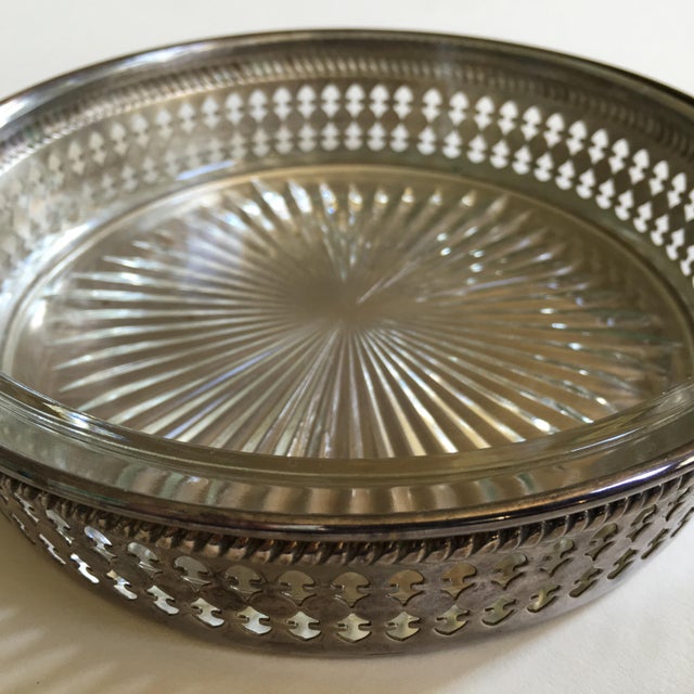 Antique Silver Drink Tray with Glass Insert | Chairish