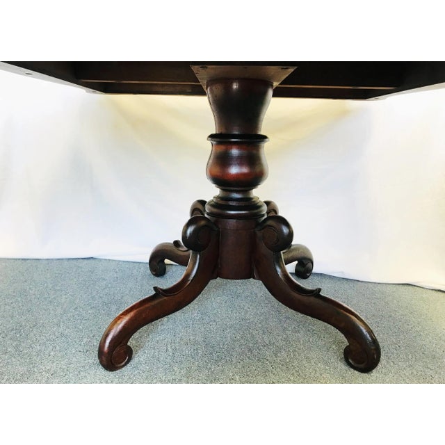 Mahogany & Walnut Square Center Table With Scalloped Corners on Turned ...