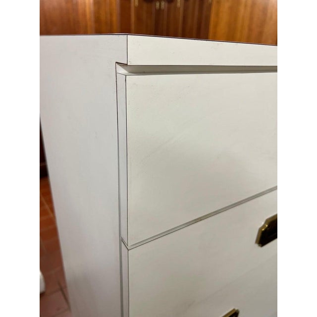 Large White Post Modern Custom Campaign Dresser | Chairish