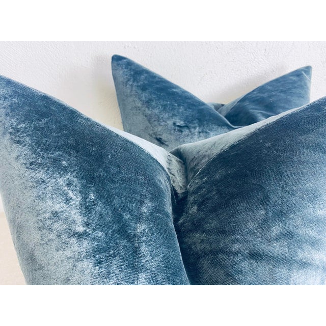 Modern Plush Cotton Velvet European Square Pillows/A Pair. | Chairish