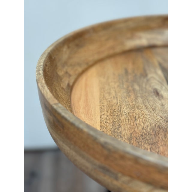 Mater Round Mango Wood Bowl Side Table | Chairish